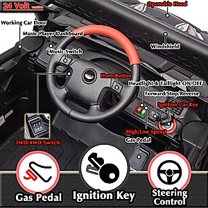 sopbost 24V Ride On Toys for Kids 7Ah Battery Powered Electric Vehicle Ride On Car with Remote Control, 2WD/4WD Driving Modes Kids UTV, EVA Tires Wheels, Quicksand