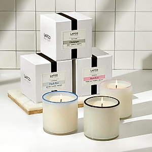 LAFCO New York Signature Candle, Fog & Mist - 15.5 oz - 90-Hour Burn Time - Reusable, Hand Blown Glass Vessel - Made in The USA