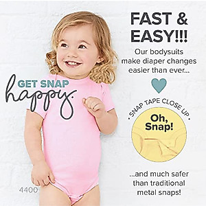 RABBIT SKINS Baby Bodysuit Girl & Boy | Newborn 0-3 Months to 24 Months 5-Pack Bulk Set, Snap Easy Closure, Rock Star, 6 Months