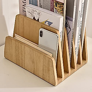 KIRIGEN Desktop File Document Holder Stand 5 Slots Mail Paper Organizer Desk Sorter Holder for File Document Organizer Stand for Home Office (5KWJJ-NA)