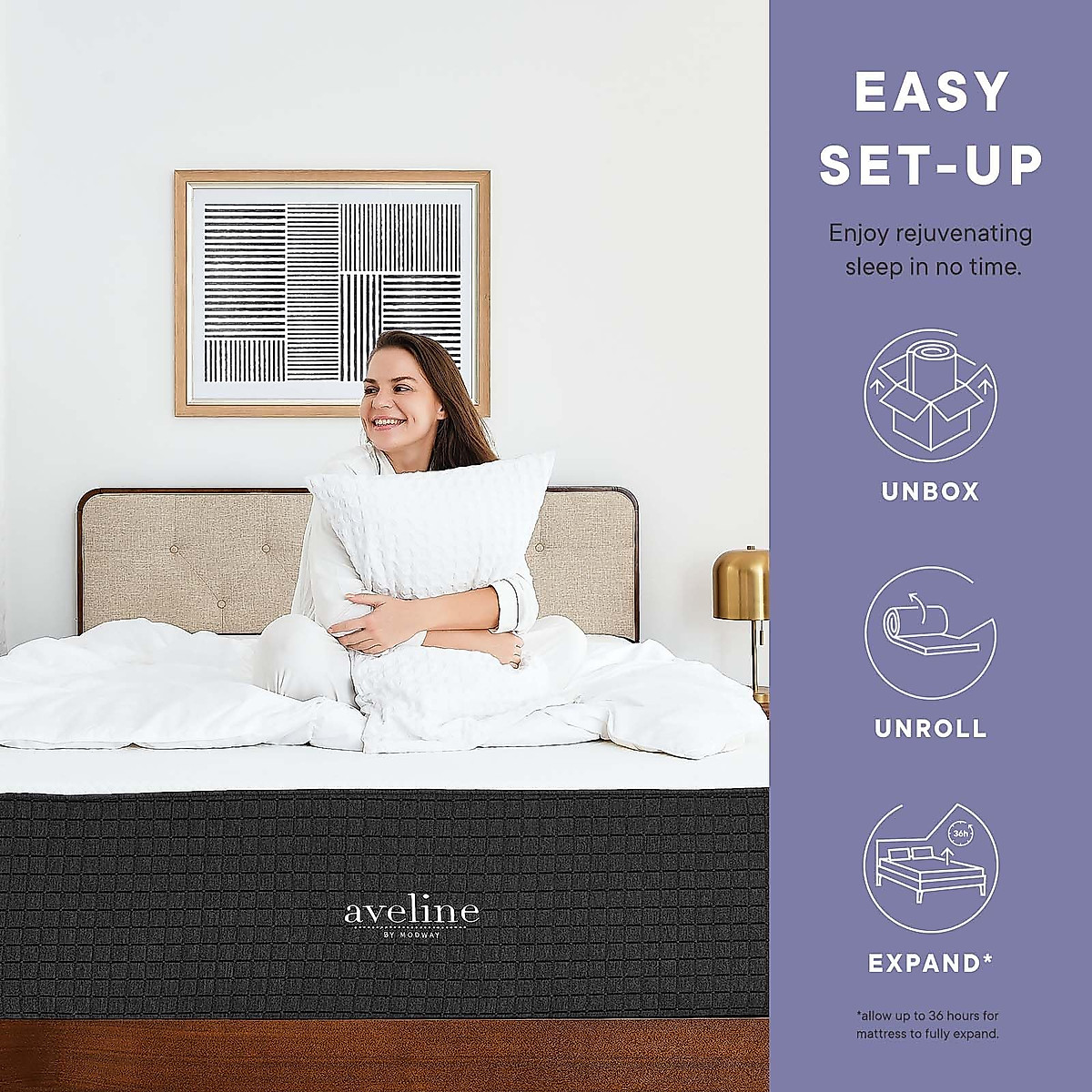 Modway Aveline Gel Infused Memory Mattress with CertiPUR-US Certified Foam, Full, White