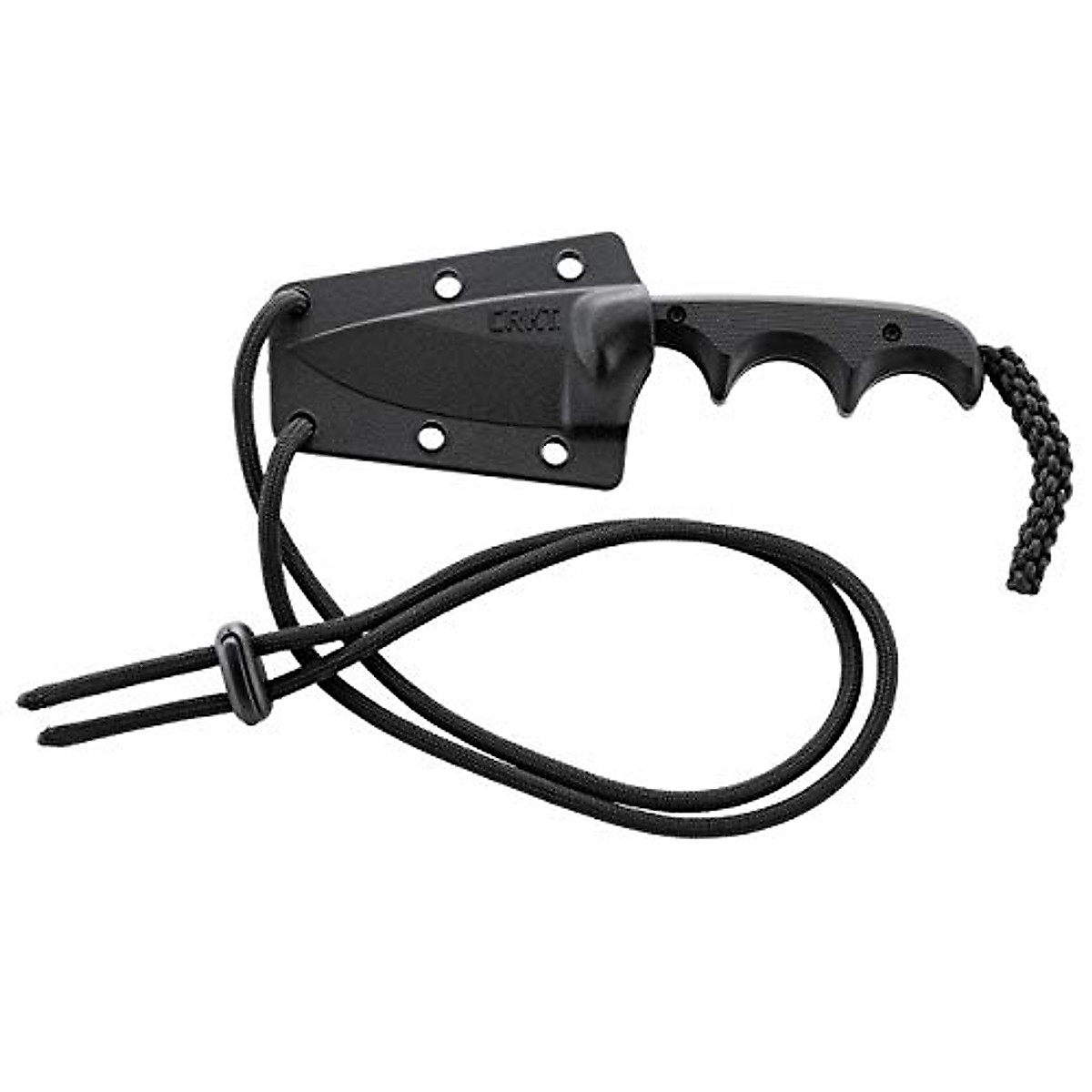 COLUMBIA RIVER KNIFE & TOOL Compact Fixed Blade Knife: Minimalist Black Drop Point Neck Knife, Folts Utility Knife with Stonewashed Blade, G10 Handle and Nylon Sheath 2384K