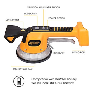 Tile Vibration Leveling Machine, Mellif Tiler Vibrator Tool for Dewalt 20V Max Battery (NOT Included) with Ten Adjustable Speed & Suction Cup & Digital Display & Lock Design for Floor | Tile | Wall