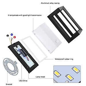 Phenas 18W Motion Sensor LED Wall Light Outdoor Dusk to Dawn Light Sensor LED Wall Sconce Light Waterproof LED Wall Lamp for Patio Porch Courtyard Garden Backyard Villa, Cold White
