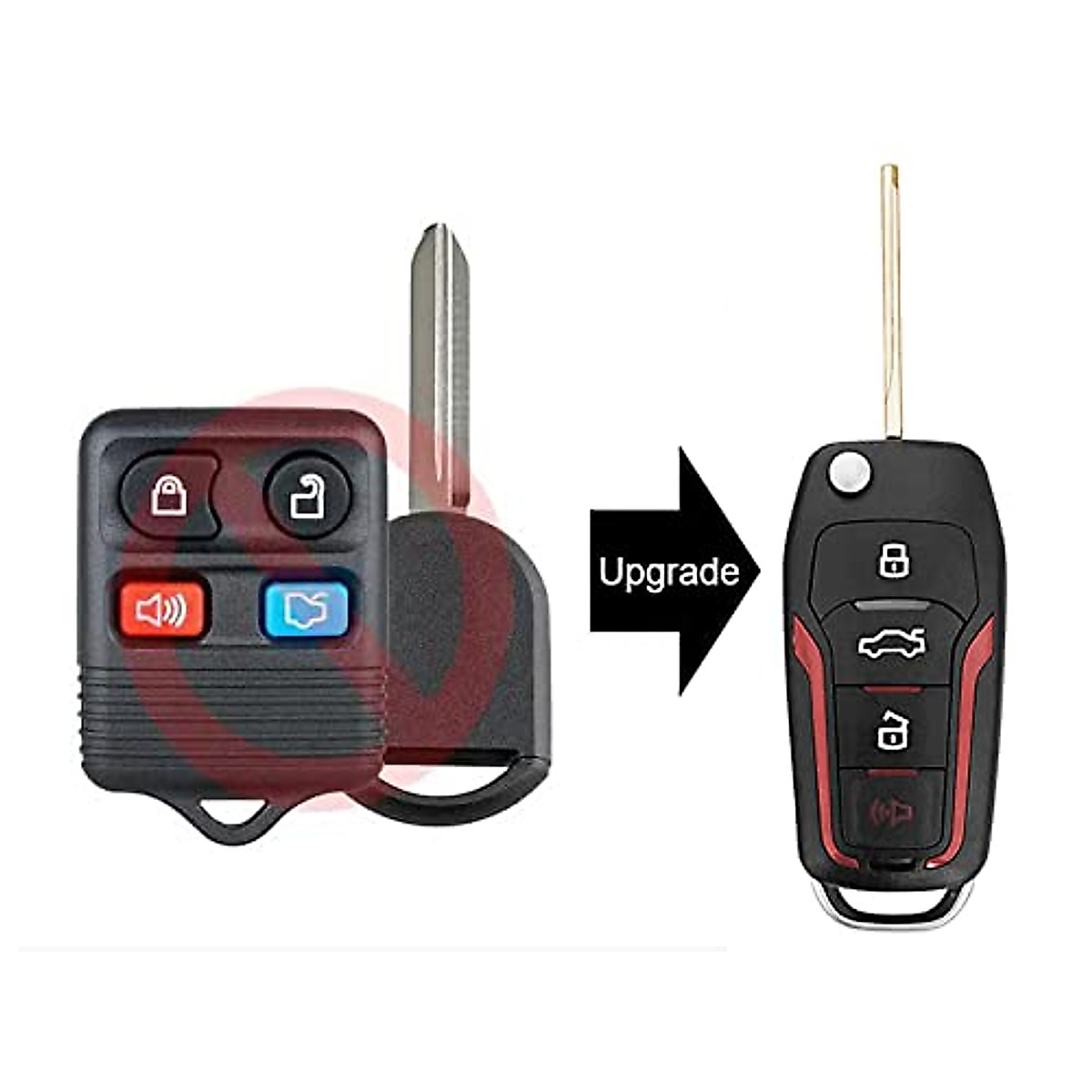 AutoKeyMax Compatible With 2008 2009 2010 2011 2012 2013 2014 Ford Escape Expedition Explorer Upgraded Flip Remote Key Fob 315MHz 4D63-80 Chip 4 button FCCID: CWTWB1U331 (Single)