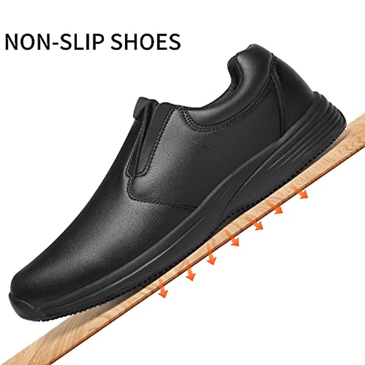 DXINZHI Men's Slip Resistant Work Shoes Food Service Shoes - Professional Oil Water Resistant Chef Shoes ，Suitable for Walking and Casual (BK-9) Black