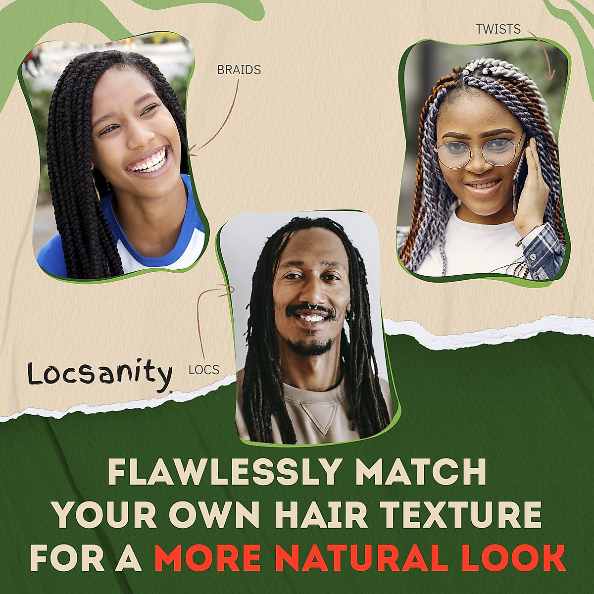 Locsanity Afro Kinky 100% Bulk Natural Human Hair - Braiding Hair for Dreadlocks, Loc Repair, Dreadlock Extensions, Twists, Braids - 8 Inches Long, 1 Oz - Natural Undyed