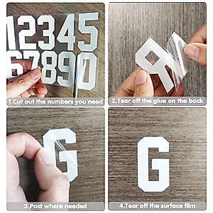 120 PCS Reflective Mailbox Number and Letters Stickers, 3 inches Self Adhesive Capital Reflective email Digital Sticker, for Pre-Spaced Waterproof for Mailbox Address,White Numeric Letter Sticker