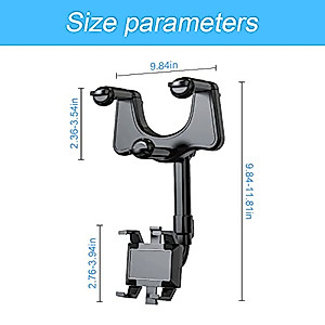 Car Phone Holder for Rear View Mirror, 360° Rotatable Multifunctional Rearview Mirror Phone Holder Cradle for Most Mobile Phone Devices, Mobile Phone Cradles for Most Cars, Car Accessories