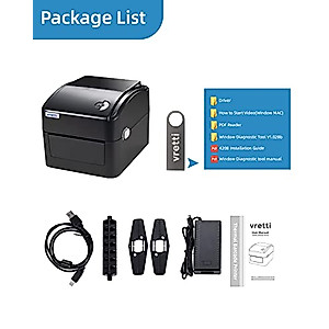 VRETTI Shipping Label Printer, Thermal Label Printer for Shipping Packages, 4x6 Barcode Label Printer Compatible with Windows & Mac System, Label Maker Machine for Small Business UPS Ebay Amazon label