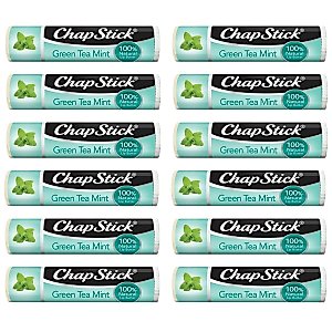 ChapStick 100% Natural Lip Butter, Green Tea Mint, 0.15 oz (Pack of 12)
