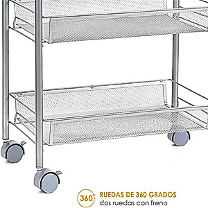 XXXDXDP Multipurpose Metal Mesh Carts with Rolling Storage and Rack 4 Floors Silver Gray