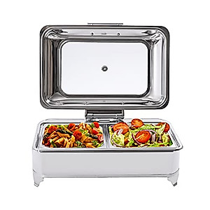 Acesunny Food Warmers for Parties Buffets Electric, Stainless Steel Buffet Server and Warming Tray, 9L, Chafing Dish Buffet Set - Adjustable Temperature + Hot Plate Electricgn 1/2