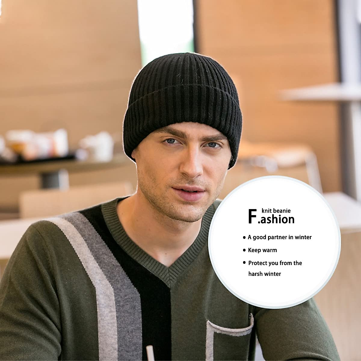 Irzaki Mens Beanie - Winter Hats for Men Women Cuff Fleece Beanie Knit Wool Skull Cap for Outdoor Activities and Daily Use Black