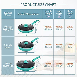 SHINEURI 6 Pieces Nonstick Pans with Lids Nonstick Frying Pans with Lid Nonstick Skillet with Lids Ceramic Pan with Lids Ceramic Skillet Nonstick Pans, Ceramic Pans for Cooking - 9.5/9.5/11 Inch