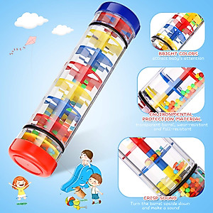 Skylety 8.3 Inch Rain Stick Rainmaker for Baby Toddler Rattle Tube Shaker Sensory Auditory Musical Instrument Plastic Rainstick Toy for Boys and Girls