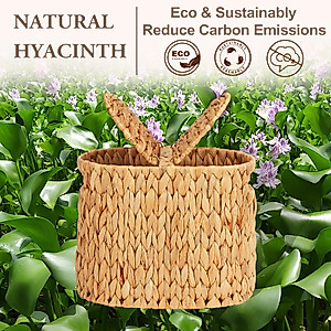 FairyHaus Wicker Toilet Paper Storage Basket with Lid & Handles, 4 Rolls Handwoven Toilet Paper Holder with Storage, Natural Water Hyacinth Toilet Paper Holder Stand Basket for Bathroom