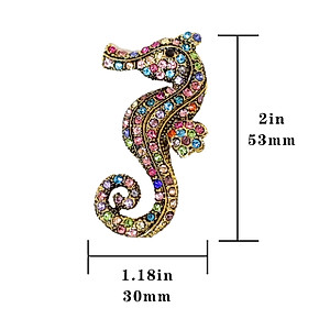 Lovely Sea Animal Lapel Pins for Women - Colorful Crystal Rhinestones Marine Animals as Starfish,Seahorse,Sea Turtle Brooch Pins with Gold Tone - Great for Wife,Sisters and Friends