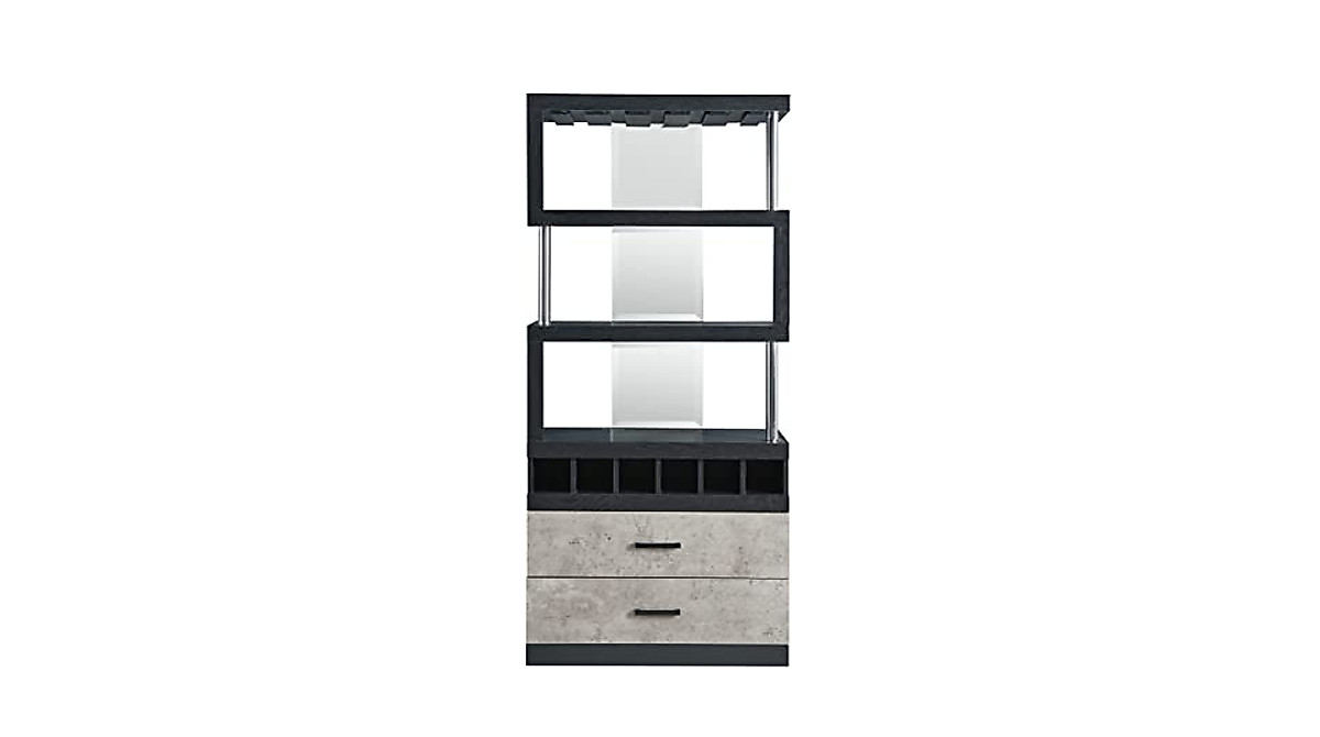 Home Source Black Bar Cabinet | Contemporary Wine Storage