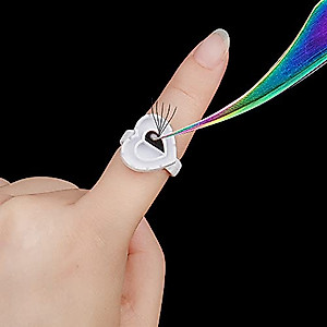 200 PCS Disposable Extension Glue Ring Lash Tattoo Nail Art Pigment Cup Heart Shape Plastic Glue Ring Holders Palette Container for Eyelash Extension Makeup Supplies