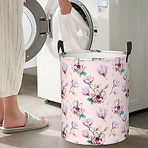 Laundry Basket Magnolia Flower Hampers for Laundry with Handles