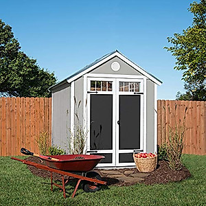 Handy Home Products Garden Shed 6x8 Do-it-Yourself Wooden Storage Shed with Metal Roof