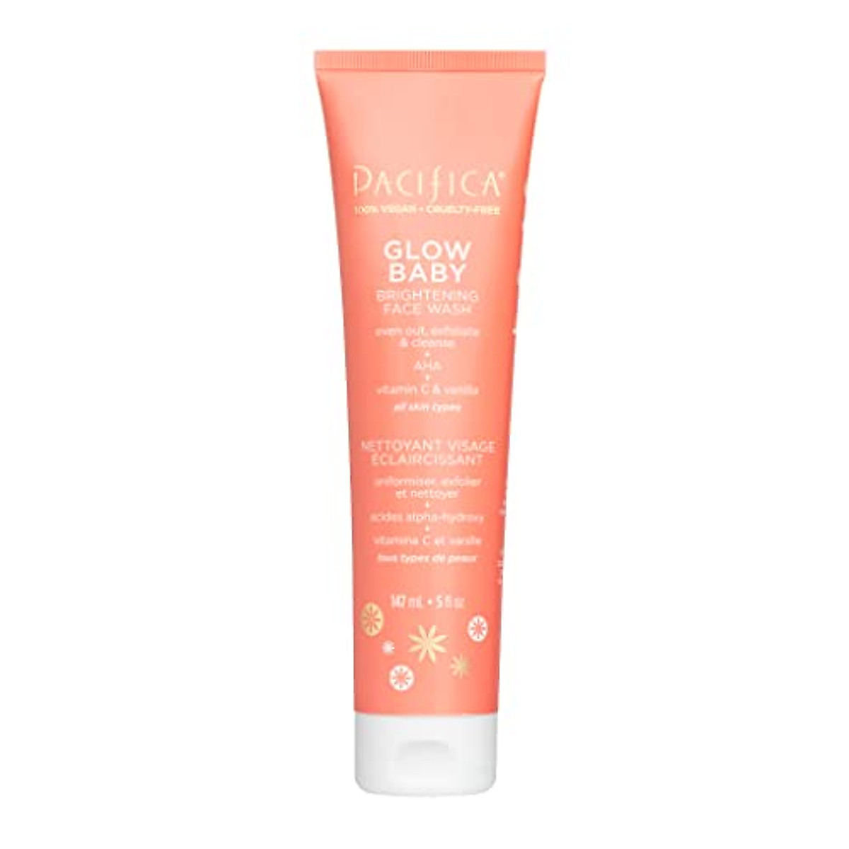 Pacifica Beauty Glow Baby Brightening Daily Face Cleanser | Exfoliate and Cleanse | Vitamin C, AHA, Vanilla | For All Skin Types | Sulfate and Paraben Free | Vegan and Cruelty Free | Clean Skin Care