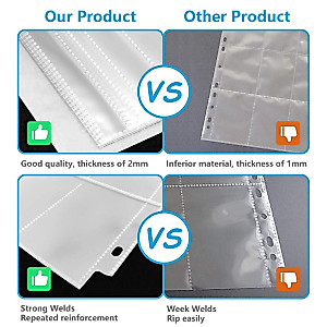 WOT I 9-Pocket Trading Card Sleeves, 1440 Pockets Double-Side Card Sleeves Clear Page Protectors for 3 Ring Binder Holds Sports Cards, Game Cards