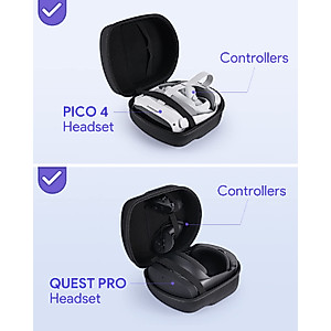 Fromsky Yinke for Oculus/Meta Quest 2/Pico 4 Case, Hard Travel Carrying Case All-in-One Storage, Compatible with Elite Strap VR Headset and More Accessories (Black)