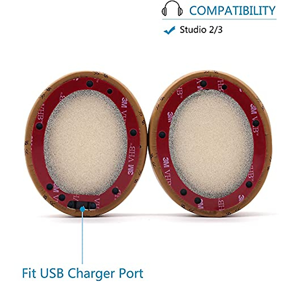 Adhiper Replaceable Ear Pads Earmuffs Ear pad Repair Parts are Compatible with Dr. Dre Studio 2.0 Studio 3 B0500 B0501 Wired and Wireless Headphones(Floral Brown)