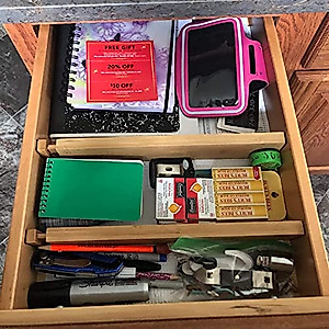 Diosbles 6 Pack Bamboo Drawer Dividers, Adjustable Kitchen Drawer Divider, Expandable Drawer Organizer Kitchen Utensils, Spring Loaded Drawer Organizers for Clothing (2.36" High, 13.86"-18.9")