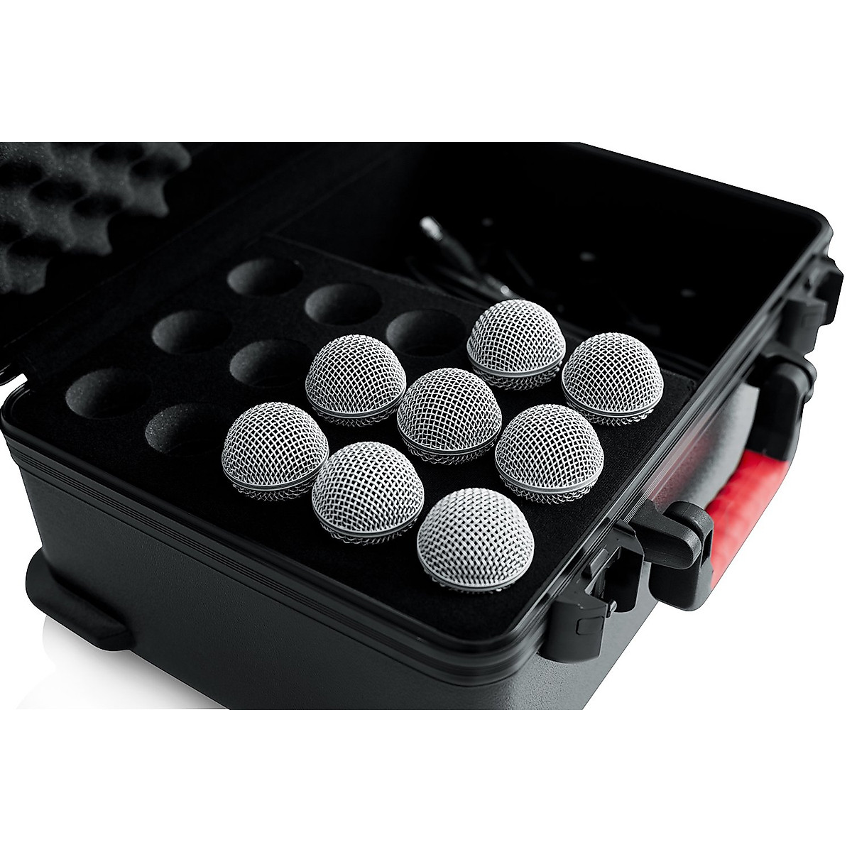 Gator Cases Molded Flight Case to Hold Up to (15) Wired Microphones with TSA Approved Locking Latch and Cable Storage; (GTSA-MIC15)