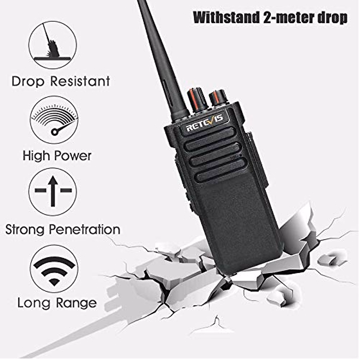 Retevis RT29 2 Way Radios Long Range,High Power Heavy Duty Two Way Radios,Rugged Walkie Talkies with Waterproof Speak Mic 3200mAh Battery(4 Pack)