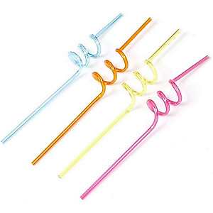 Reusable Drinking Straws, Dfinego Drink Straws Curly Loop Colored Plastic Straws for Fruit Juice, Novelty Party Favors Supplies - Random