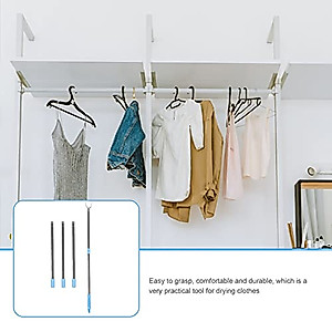 Reach Pole Hook Retractable Clothesline Prop Telescopic Handle Clothing Hook Pole Adjustable Clothesline Rod Hanger Garment Pole with Hook for Closet Shelf Ceiling