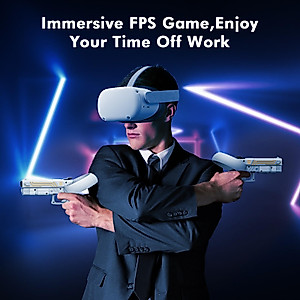 AMVR VR G-un Stock Cover Compatible with Oculus Quest 2 - Weighted Hard Grips for Meta Quest2 Controllers Enhanced FPS Games Reality Holding Feels, Anti Slip Handle Shell Case Protector