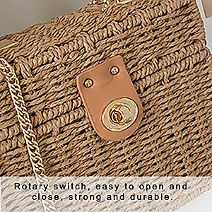 Women's Straw Bag Vintage Basket Purse Summer Beach Handbag Rattan Crossbody Bag Casual Vacation (Handbag-Khaki)