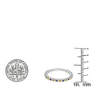 Dazzlingrock Collection Round Citrine & Blue Sapphire Eternity Stackable Wedding Band in 14K White Gold, Size 8