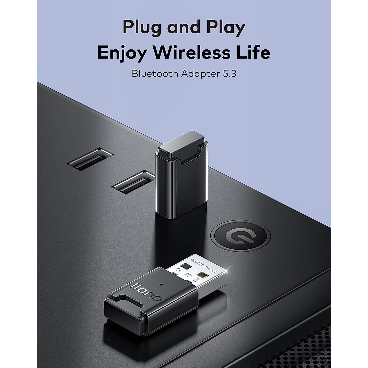 USB Bluetooth 5.3 Adapter for PC, Windows 11/10/8.1 Driver-Free Plug & Play llano USB Dongle [2023 Upgraded Intelligent 5.3 Chip] for Headphones, Mouse, Keyboard, Speaker, Printer, Laptop, Desktop