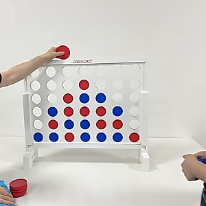 4-in-a-Row Games 32'' x 28'' ∣Premium Wooden Game∣with Plastic Coins, Carrying case for Storage and Transportation
