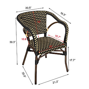 KARMAS PRODUCT 4 Piece Patio Rattan Wicker Chair, Indoor Outdoor Use Garden Lawn Backyard Bistro Cafe Stack Chair,All Weather Resistant