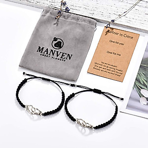 MANVEN Best Friend Friendship Bracelets for 2 Partners in Crime Bracelets for 2 Guy Best Friend Handcuff Matching Bracelet for Women Men Bestie