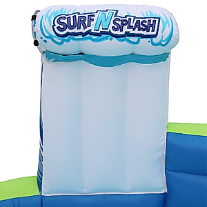 Inflatable Giant Water Slide - Huge Kids Pool (14 Feet Long by 8 Feet High) with Built in Sprinkler Wave and Basketball Hoop - Heavy Duty Outdoor Surf N Splash Adventure Park - Blower Included