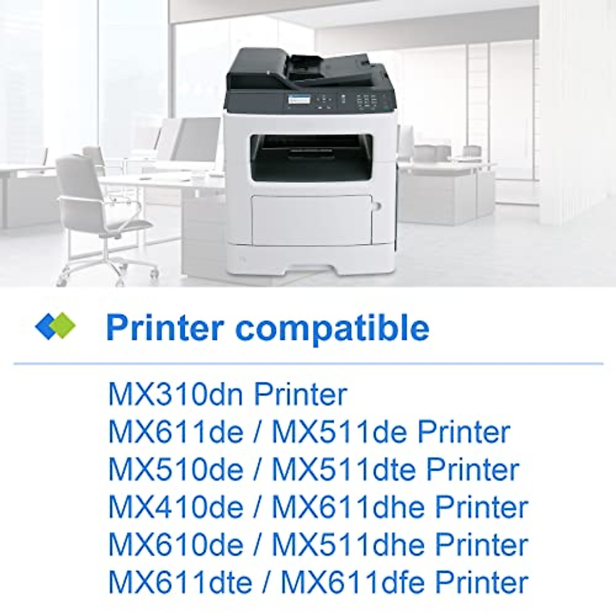 1 Pack 601H 60F1H00 High Yield Return Program Toner Cartridge Black MX310 Compatible Replacement for Lexmark MX310dn MX611de MX511de MX410de MX611dhe MX610de Printer Toner