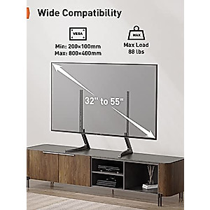 Perlegear Universal TV Stand Legs for Most 32-55 inch Flat or Curved TVs with VESA Mounting Patterns 200x100mm to 800x400mm, Table Top TV Stand Base Supports up to 88 lbs, PGTVS22