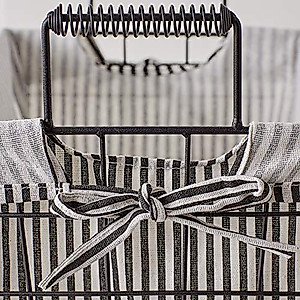 DII Metal Farmhouse Lined Basket, Contemporary Storage Container, Ticking Stripe, Assorted