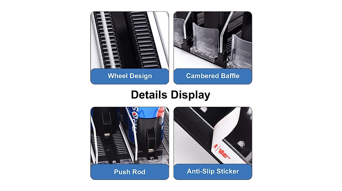 Fridge Drink Organizer: 5-Row Self-Pushing Can & Bottle Dispenser