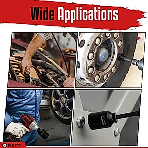 WETT 1/2" Drive Deep Impact Socket Set, 7-Piece Spindle Axle Nut 6 Point SAE Sockets Set, CR-MO, 1-3/8-Inch-1-3/4-Inch