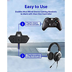 Stereo Headset Adapter for Xbox,Xbox Headset Adapter,AOLION Xbox Mic Adapter,Xbox Controller Headset Adapter for Xbox One/One S/X/Elite 1/ Elite2/ Series S/X Controller-Game Sound & Voice Chat