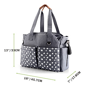 Jenleestar Diaper Tote Bag, Diaper Changing Handbag with Stroller Straps & Shoulder Strap for Hospital & Maternity, Large Capacity Baby Weekender Travel Bag(Grey)